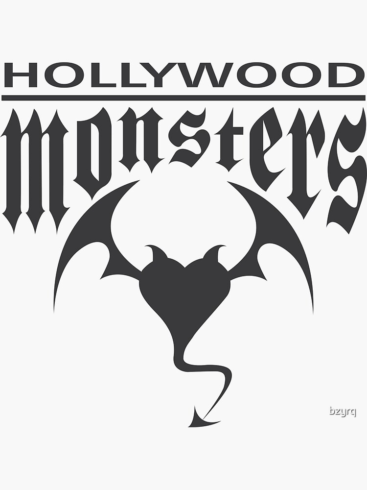 "Hollywood Monsters Text Bat Logo - DARK GREY" Sticker by bzyrq | Redbubble