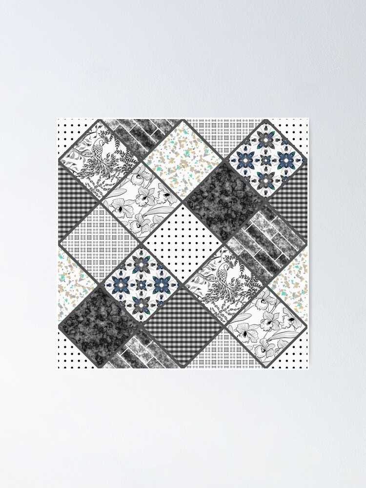 " Black white patchwork, patchwork, black and white, folk, rustic ...