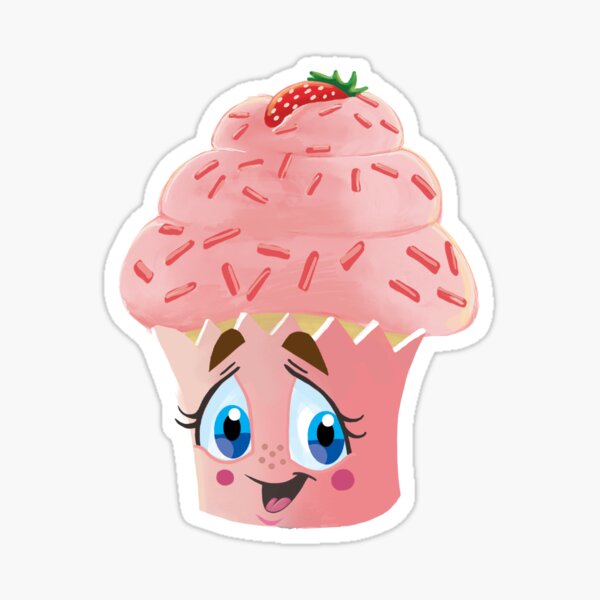 "Trudy the Strawberry Cupcake" Sticker by RowlandCreative | Redbubble