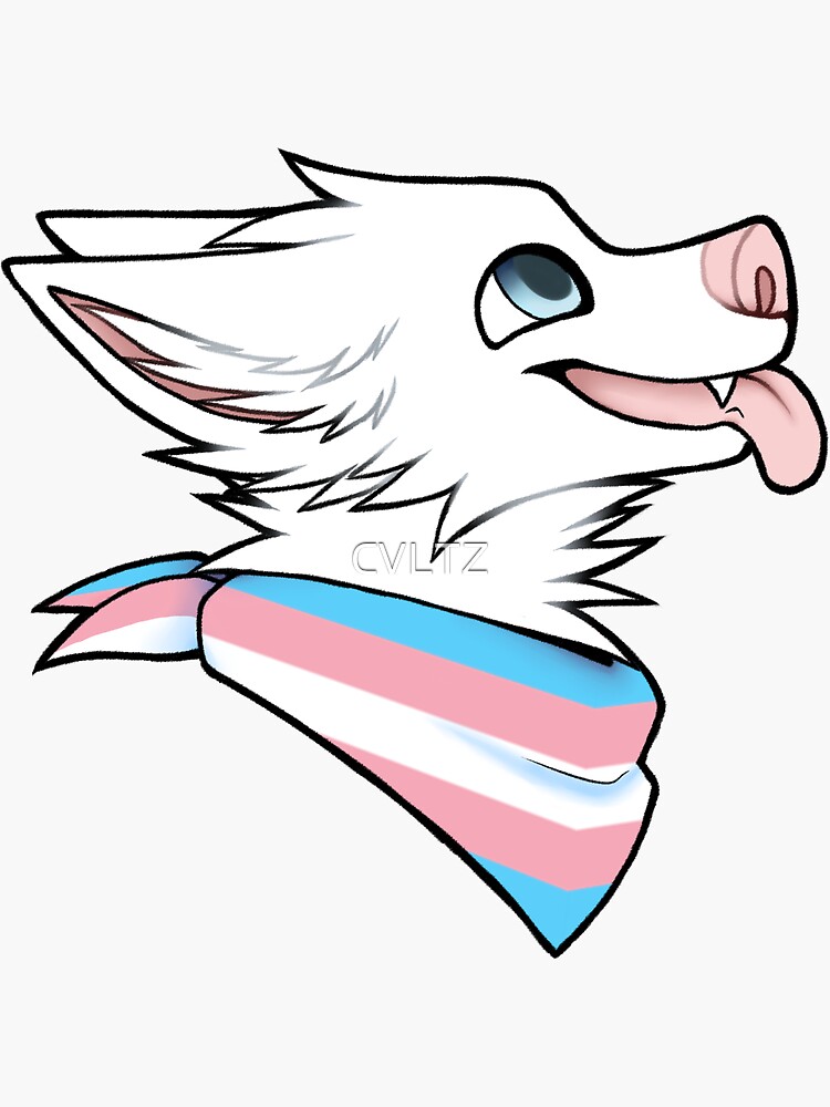 "Trans Pride Puppy" Sticker by CVLTZ | Redbubble