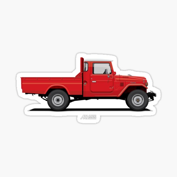 "Land Cruiser FJ45 Pick Up Red" Sticker for Sale by ARVwerks | Redbubble