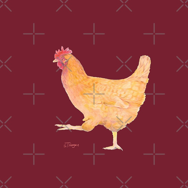 "Ginger Chook on Dark Red" by STHoganArtist | Redbubble