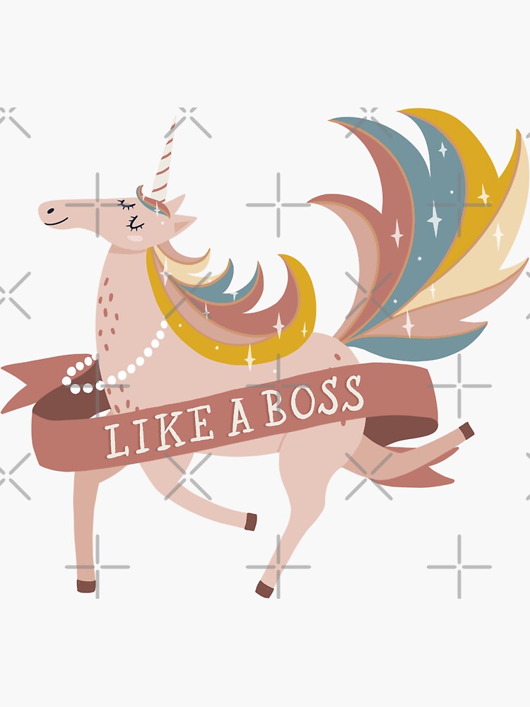 "Unicorn Boss" Sticker for Sale by ArtHousewife | Redbubble