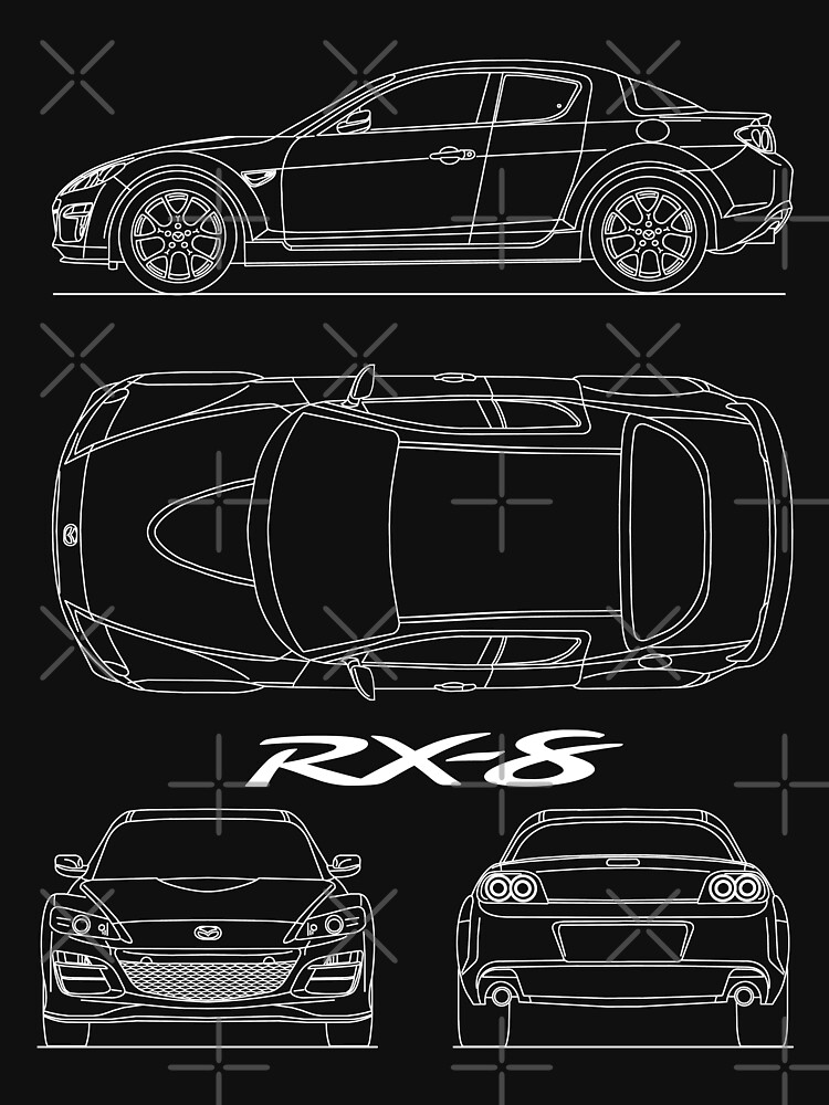 "RX-8 Blueprint" T-shirt for Sale by rogue-design | Redbubble | mazda ...