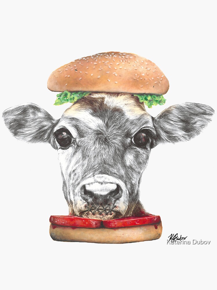 "Vegan cow burger" Sticker for Sale by creative-kat-x | Redbubble