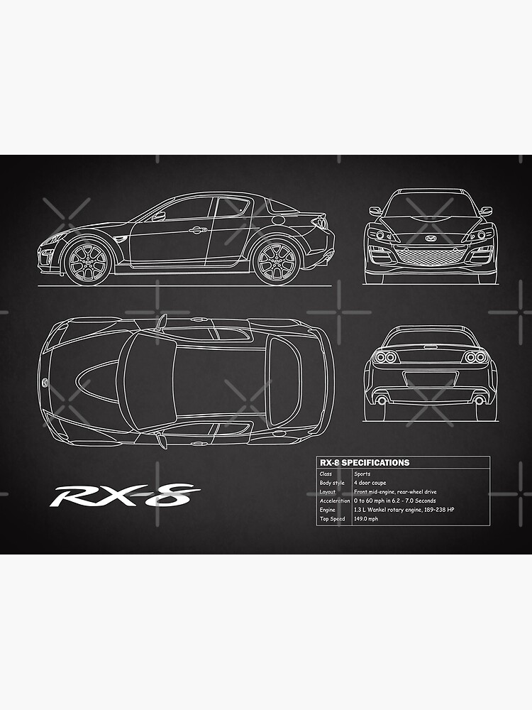 "RX-8 Blueprint In Black" Poster for Sale by rogue-design | Redbubble