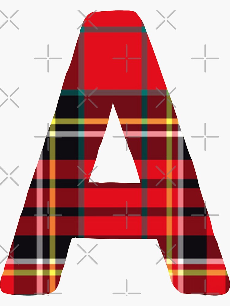 "Red Plaid Letter A" Sticker for Sale by Yviemakes | Redbubble