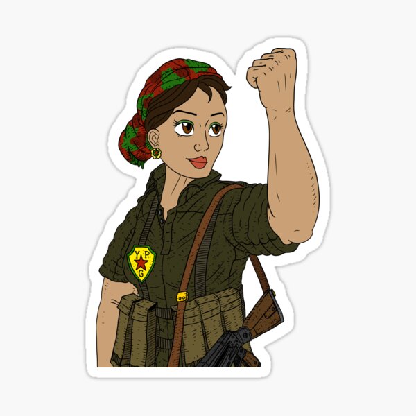 "kurdish girl. YPG soldier. kurdistan." Sticker by jjartanddrawing ...