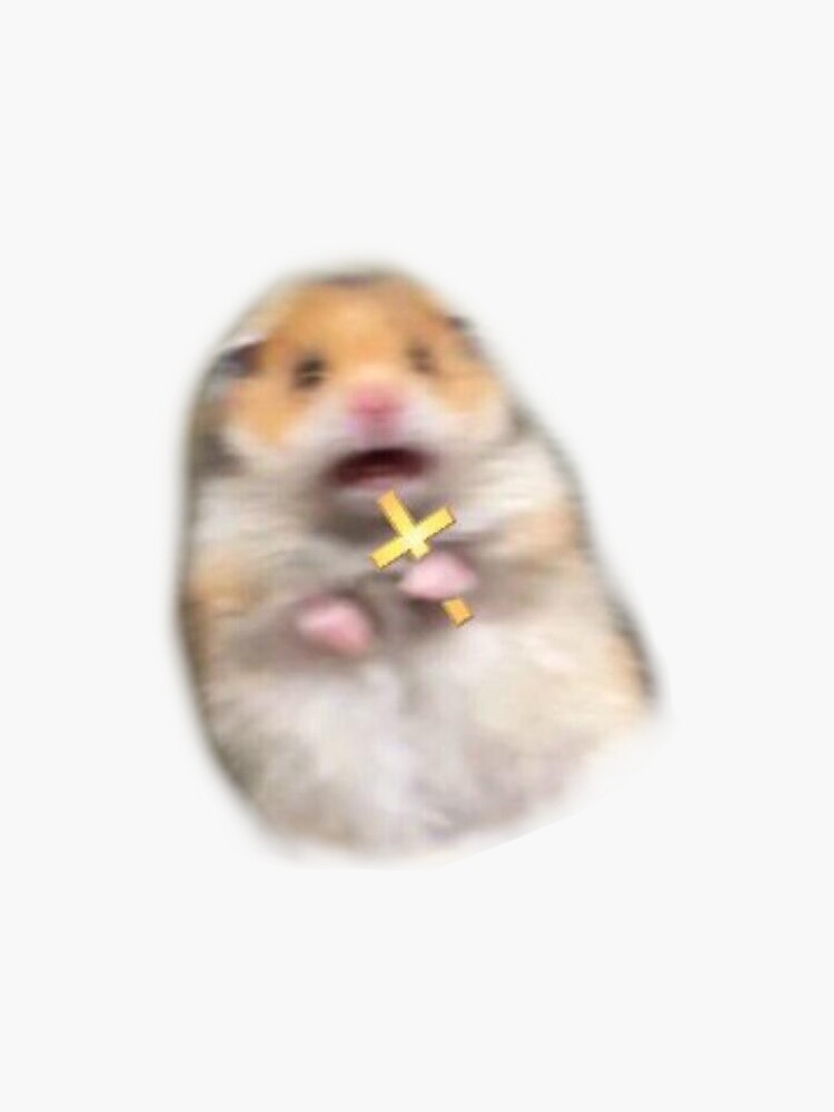 "Scared hamster with cross" Sticker for Sale by grassykun | Redbubble