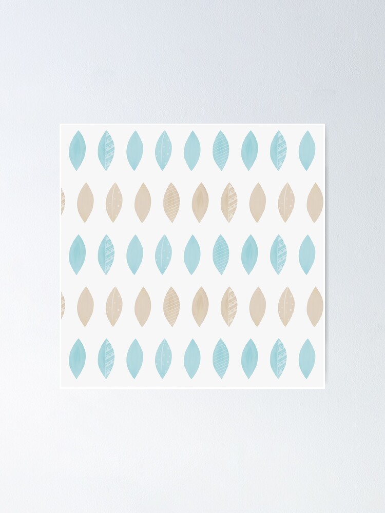 Póster «Hojas en colores pastel - paleta azul claro y tostado» de ...