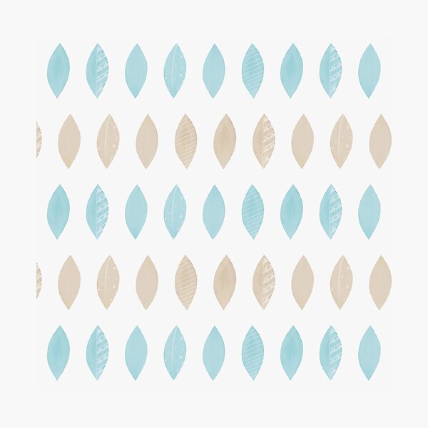 Lámina fotográfica «Hojas en colores pastel - paleta azul claro y ...