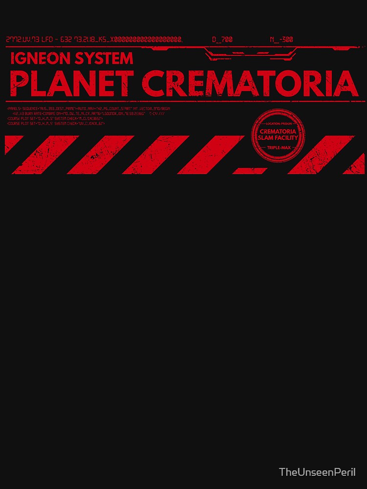 "Riddick - Planet Crematoria (Red)" T-shirt for Sale by TheUnseenPeril ...