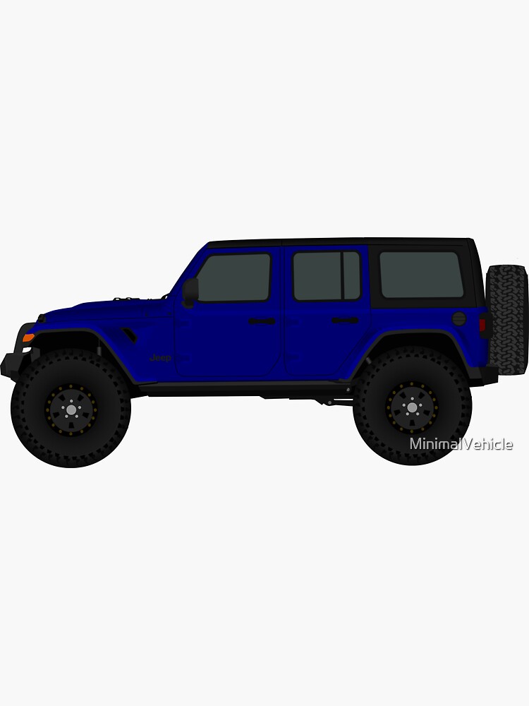 "Blue Jeep Wrangler JL Unlimited Rubicon - 4 door" Sticker by ...