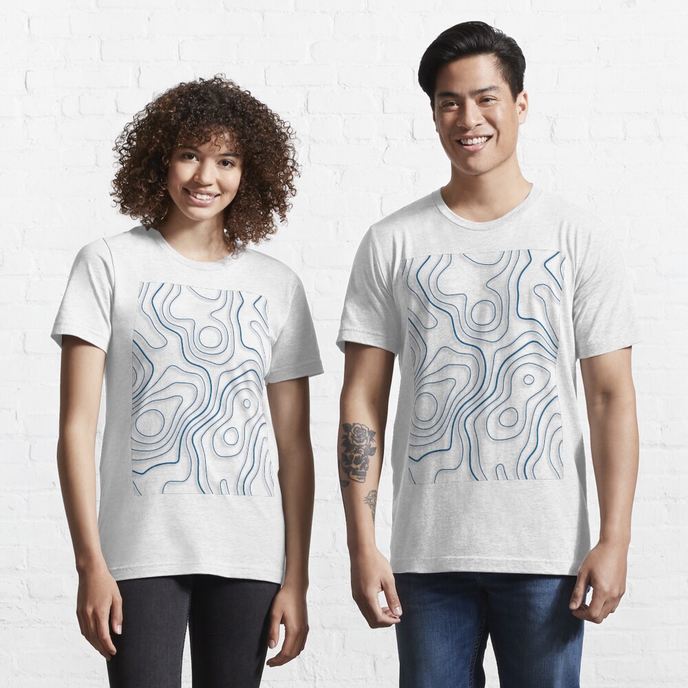 "Contour lines Topography Map White/Blue" T-shirt for Sale by metaphex ...