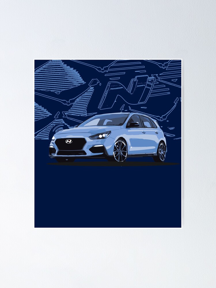 "Hyundai i30N Performance Blue" Poster von asherdesign | Redbubble