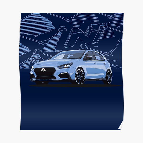 "Hyundai i30N Performance Blue" Poster von asherdesign | Redbubble