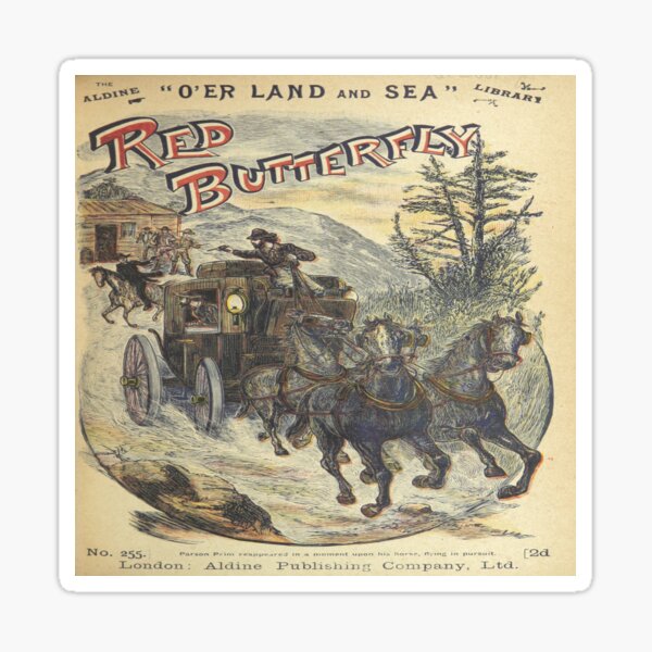 "Red Butterfly Stagecoach Wild West" Sticker for Sale by WizardsWorld ...
