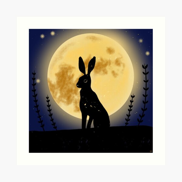 "The hare and the moon" Art Print by GraceDuncanArt | Redbubble