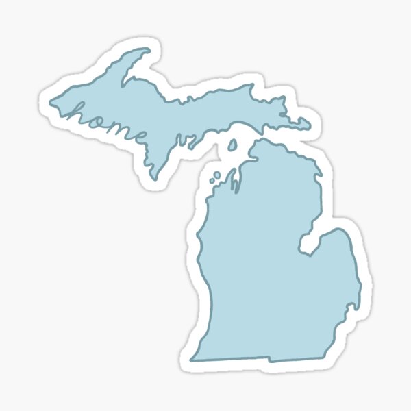 "Michigan Home State Outline Blue" Sticker for Sale by jamiemaher15 ...