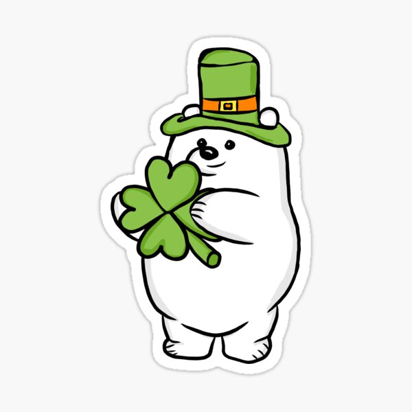 "St. Patrick's Day Polar Bear" Sticker for Sale by RoserinArt | Redbubble