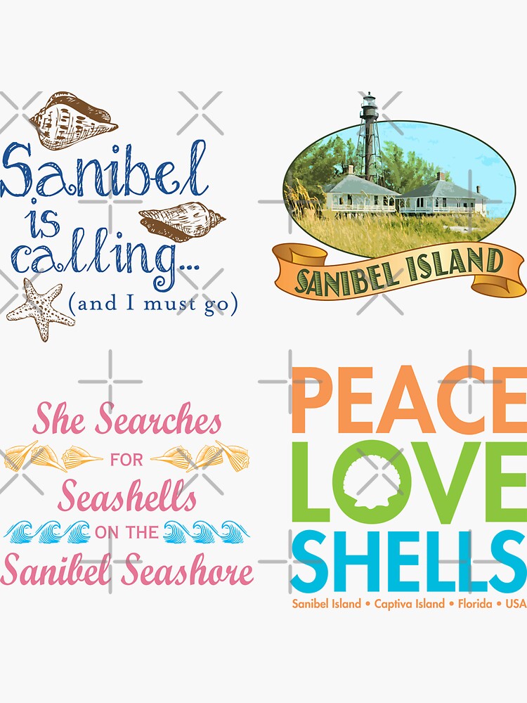 "Sanibel Island Sticker Set" Sticker for Sale by Futurebeachbum | Redbubble