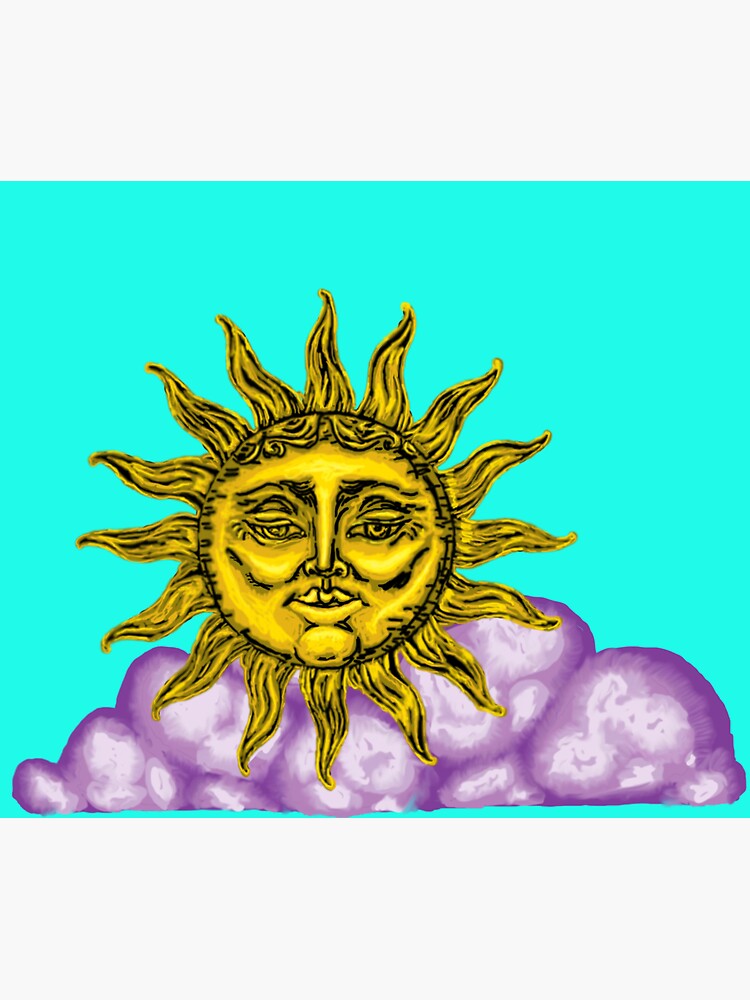 "Golden Sun Face" Sticker by DarkHouseRules | Redbubble
