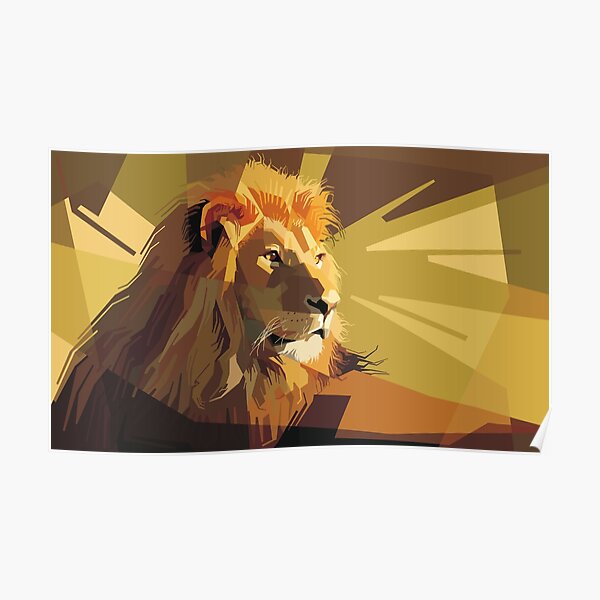 "lion graphic design" Poster by FMtshirts | Redbubble