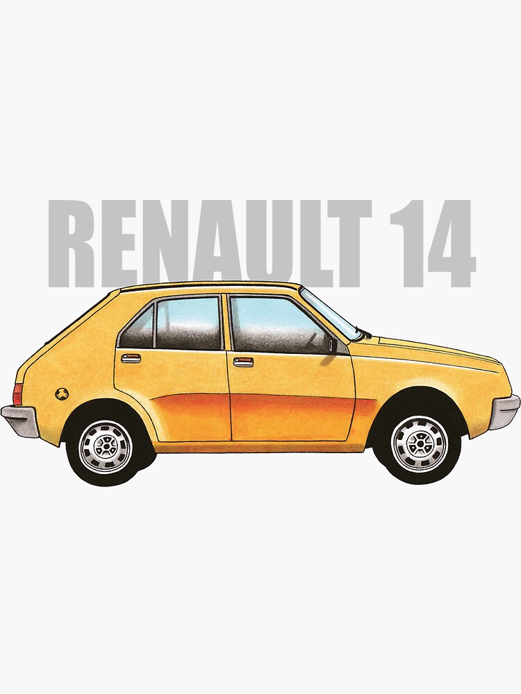 "Renault 14 Hatchback illustration with text" Sticker for Sale by ...