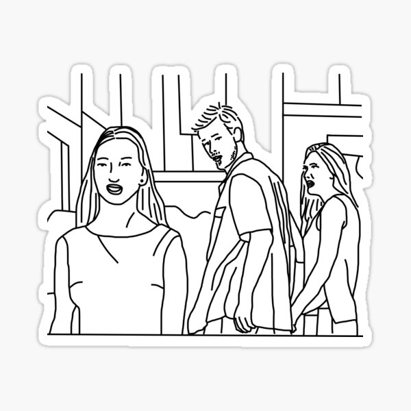 "Distracted Boyfriend Meme Outline" Sticker for Sale by ellenhenry ...