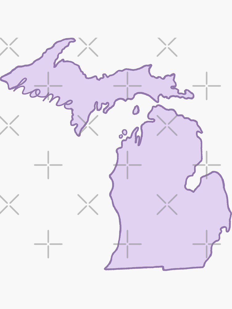 "Michigan Home State Outline Purple" Sticker by jamiemaher15 | Redbubble