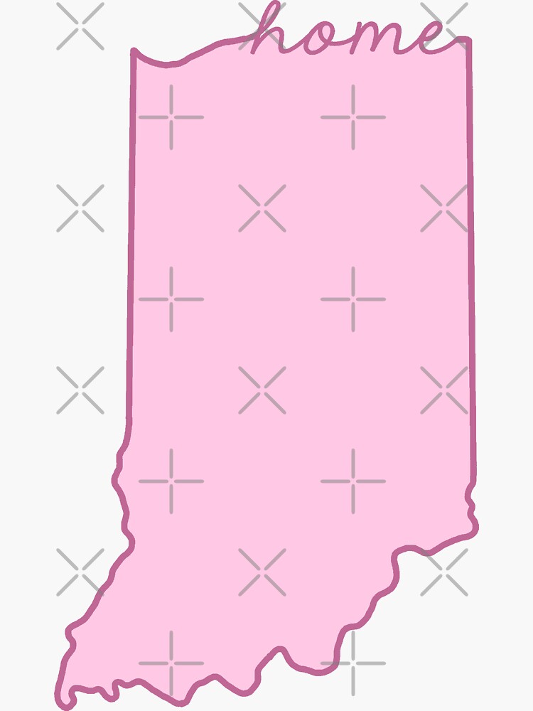 "Indiana Home State Outline Pink" Sticker for Sale by jamiemaher15 ...
