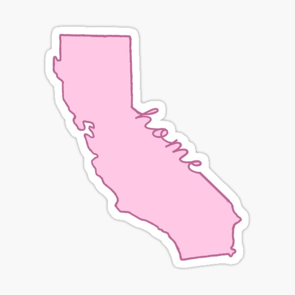 "California Home State Outline Pink" Sticker by jamiemaher15 | Redbubble