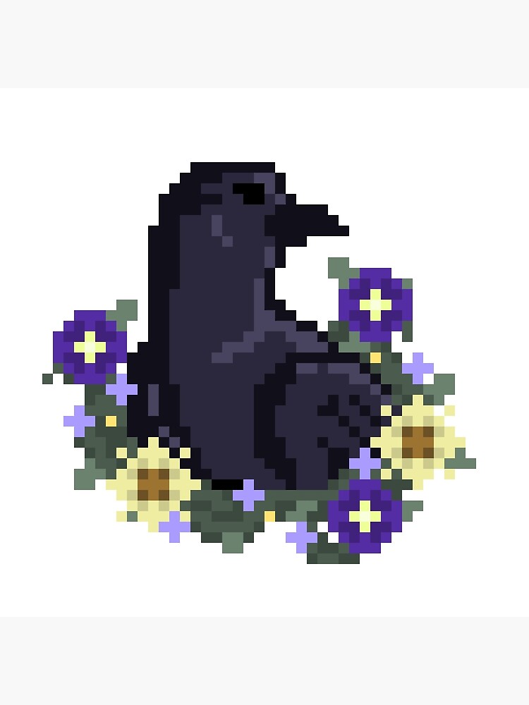 "Pixel Art Crow with Flowers" Canvas Print by moonulo | Redbubble