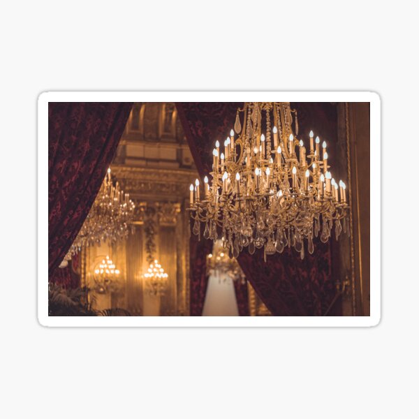 "Shimmering Gold Chandelier " Sticker for Sale by newburyboutique ...