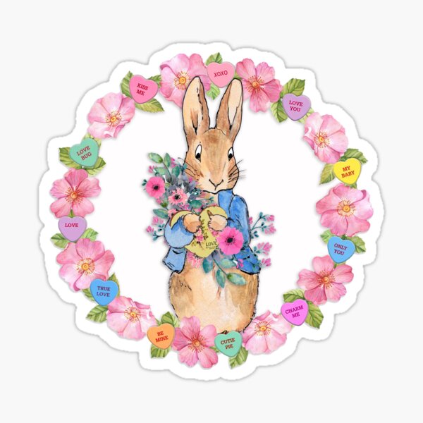 "Peter Rabbit Bunny Valentine with Candy Hearts and Love Messages on ...