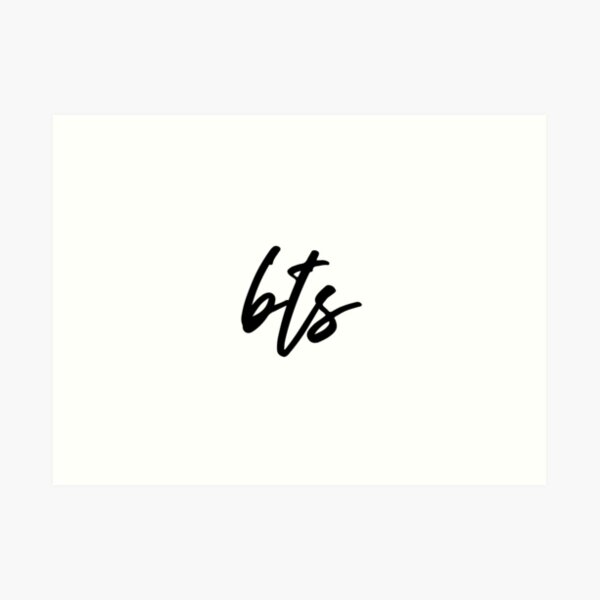 "BTS Logo Cursive Sticker" Art Print for Sale by cosmichui | Redbubble