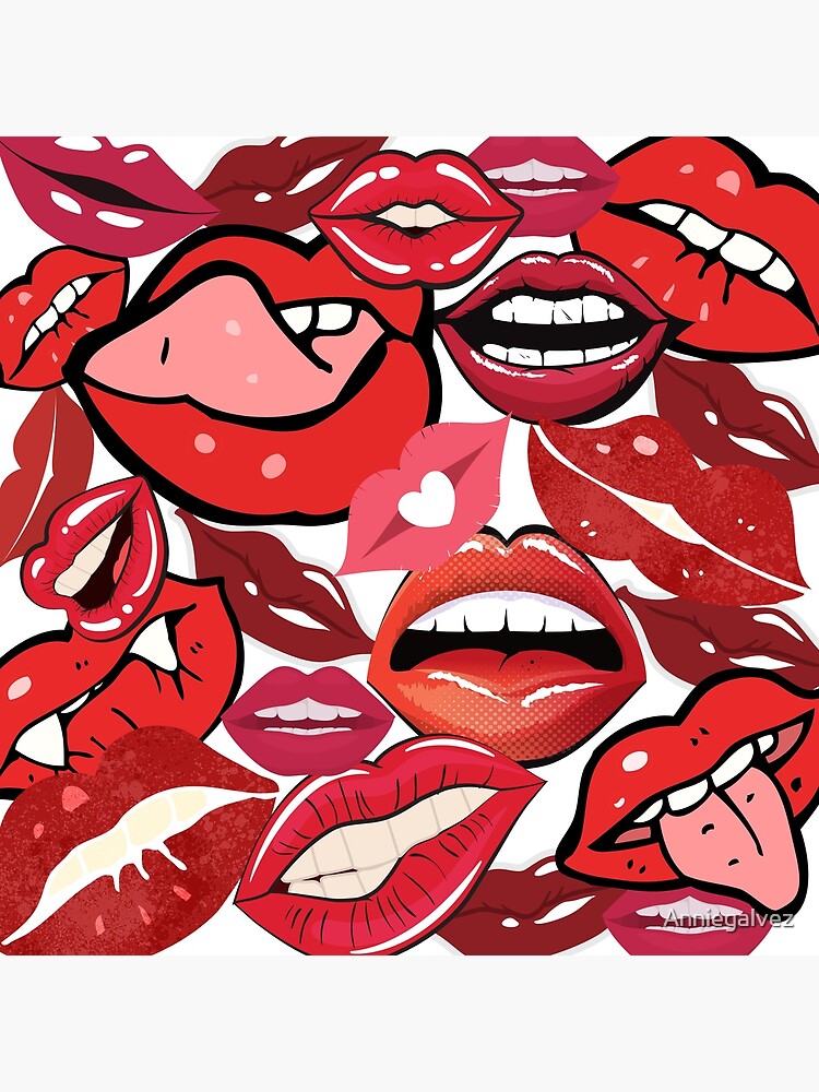 Sexy Red Lips Biting Poster For Sale By Anniegalvez Redbubble