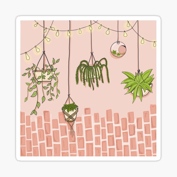 "Hanging plants" Sticker for Sale by hansheartforart | Redbubble