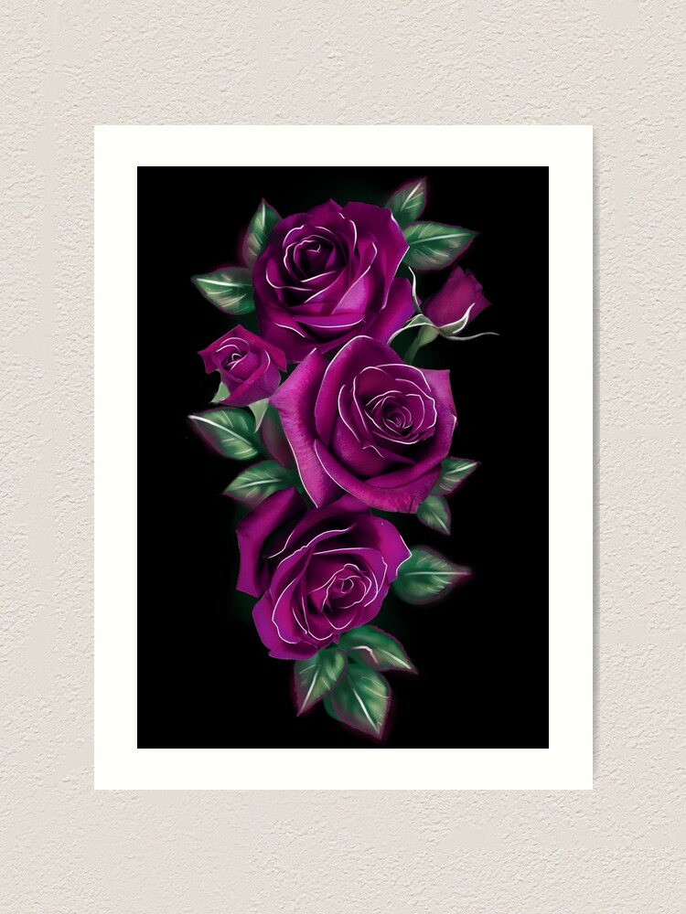"Gothic Dark Purple Roses" Art Print for Sale by CharliFaure | Redbubble