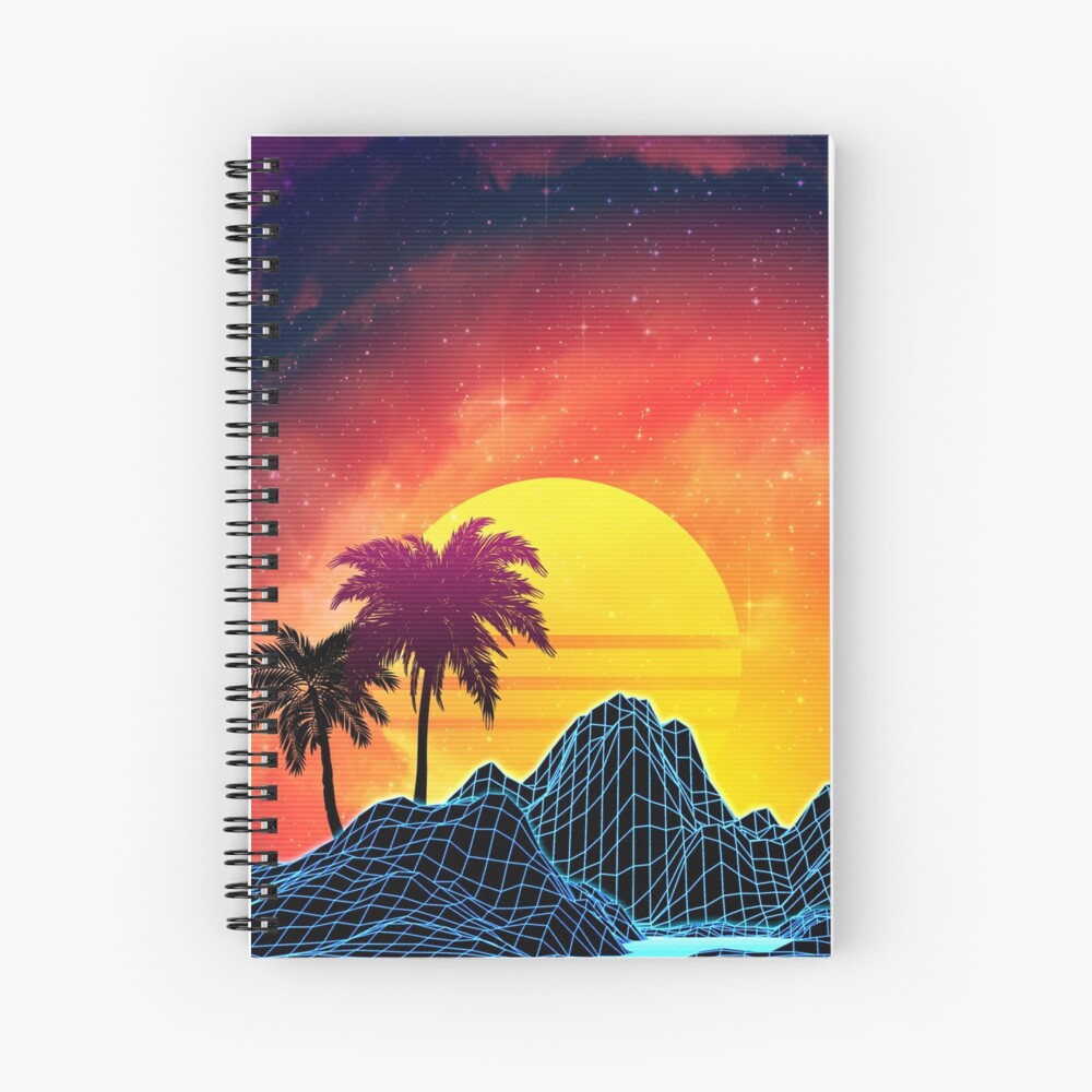 "80s retro aesthetic vaporwave sunset" Spiral Notebook by AnnArtshock ...