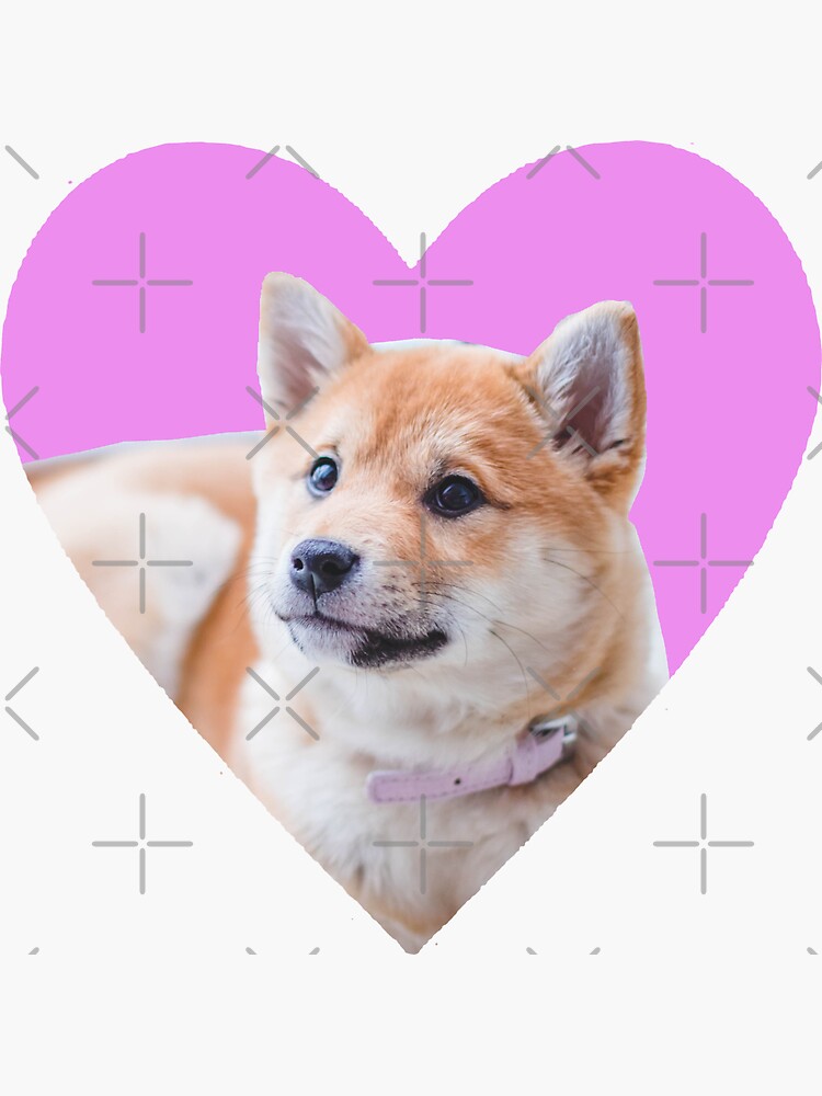 "Cute pink doggo heart" Sticker for Sale by Johblanc | Redbubble