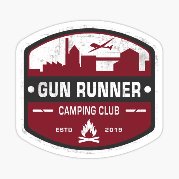 "Gun Runner Camping Club" Sticker for Sale by creativearmory | Redbubble