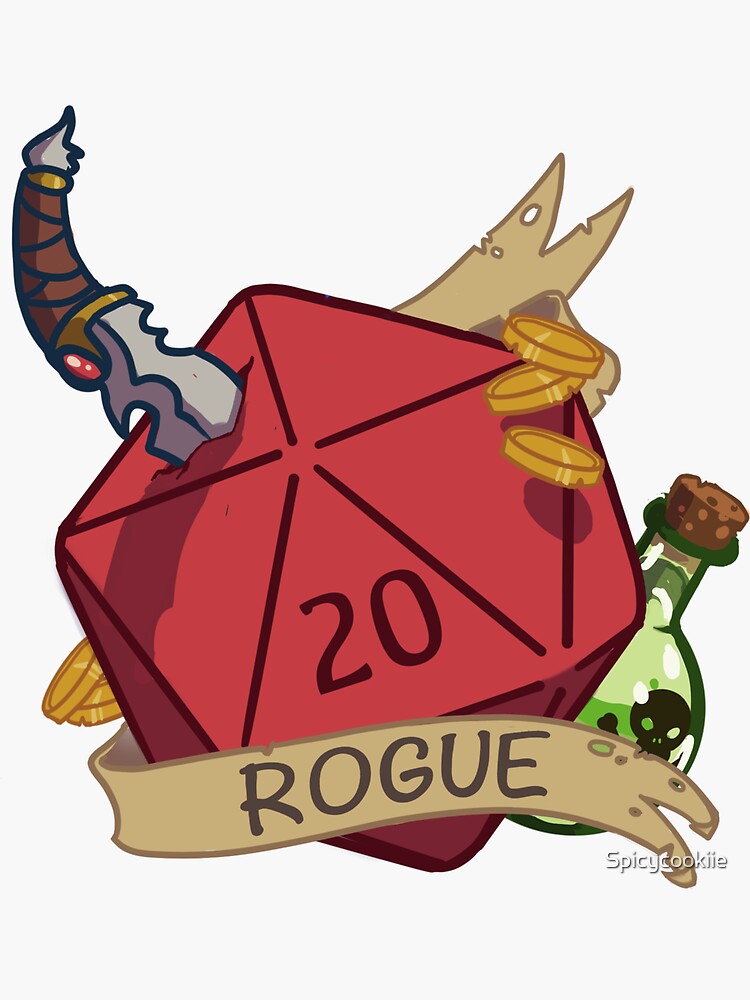 "D20 Rogue Fantasy Dice" Sticker by Spicycookiie | Redbubble