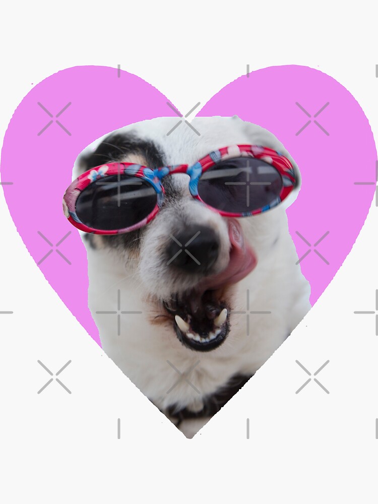 "Funny doggo heart pink" Sticker for Sale by Johblanc | Redbubble