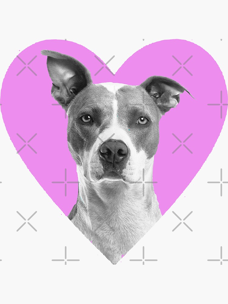 "Black and white cute heart doggo pink" Sticker for Sale by Johblanc ...