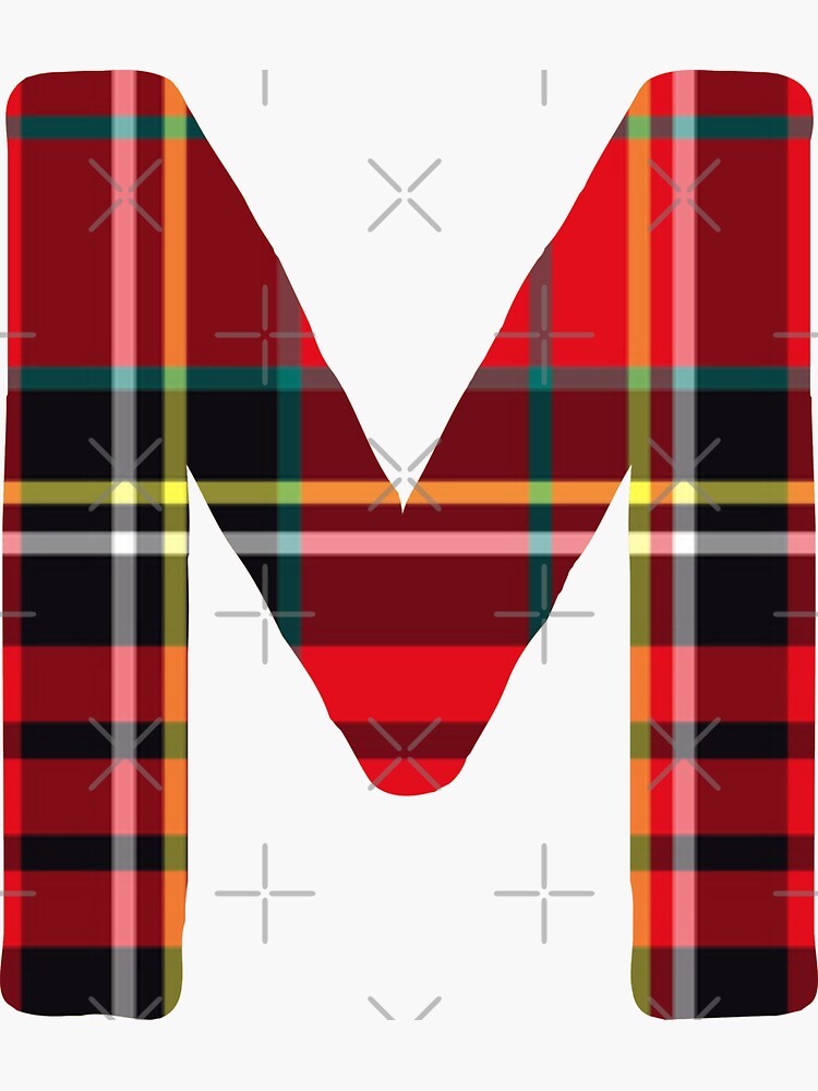 "Red Plaid Letter M" Sticker for Sale by Yviemakes | Redbubble