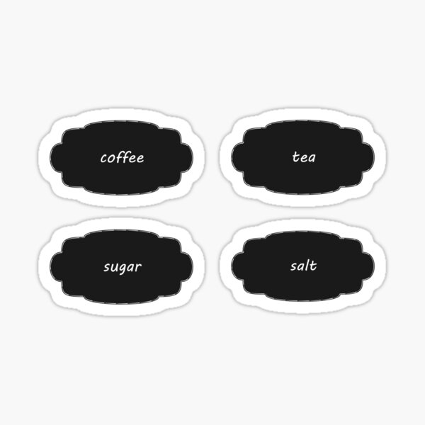"Printed Kitchen Pantry 4 Label / Sticker - coffee tea sugar salt ...
