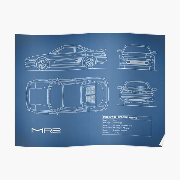 "The MR2 Blueprint" Poster for Sale by rogue-design | Redbubble