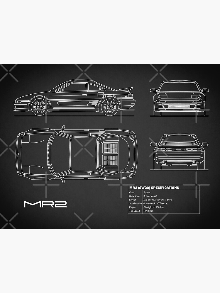 "The MR2 Blueprint in Black" Poster for Sale by rogue-design | Redbubble