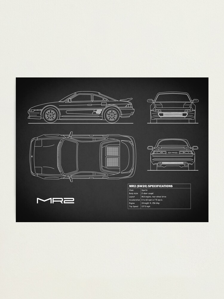 "The MR2 Blueprint in Black" Photographic Print for Sale by rogue ...